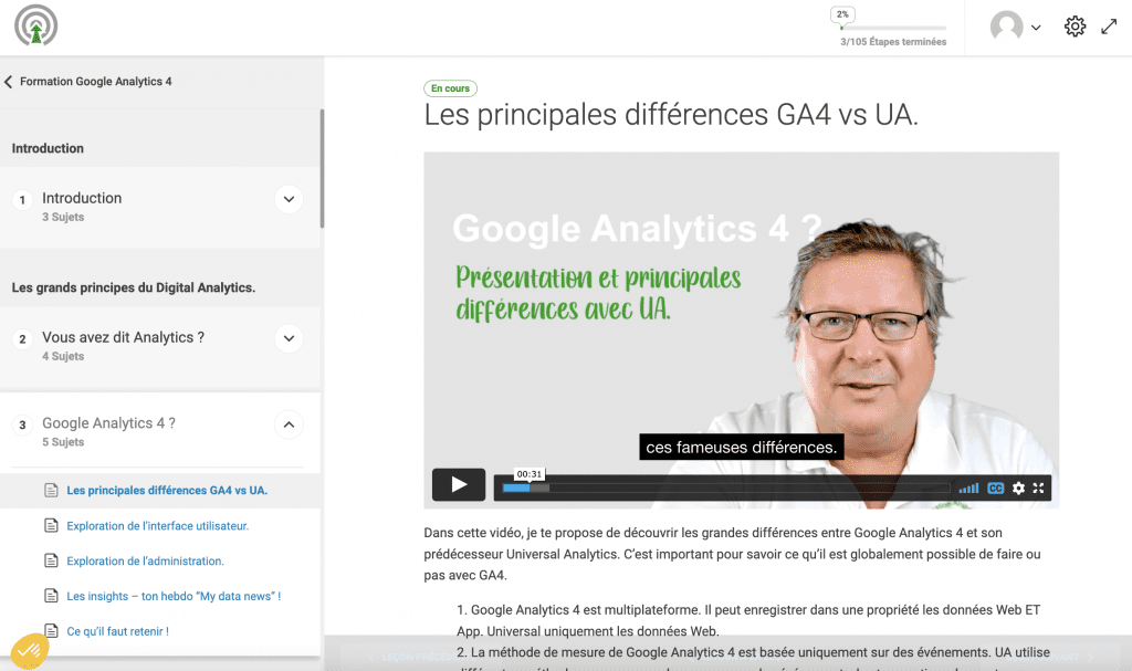 Formation elearning Google Analytics 4 en ligne - Formations Analytics en ligne